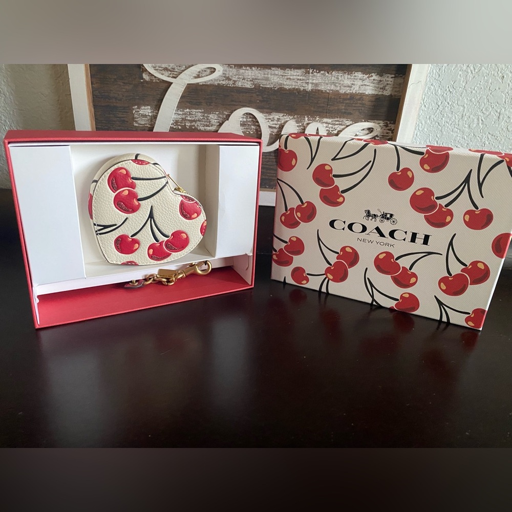 Coach Heart Coin Purse with Cherry Design NWT NWT - Gem